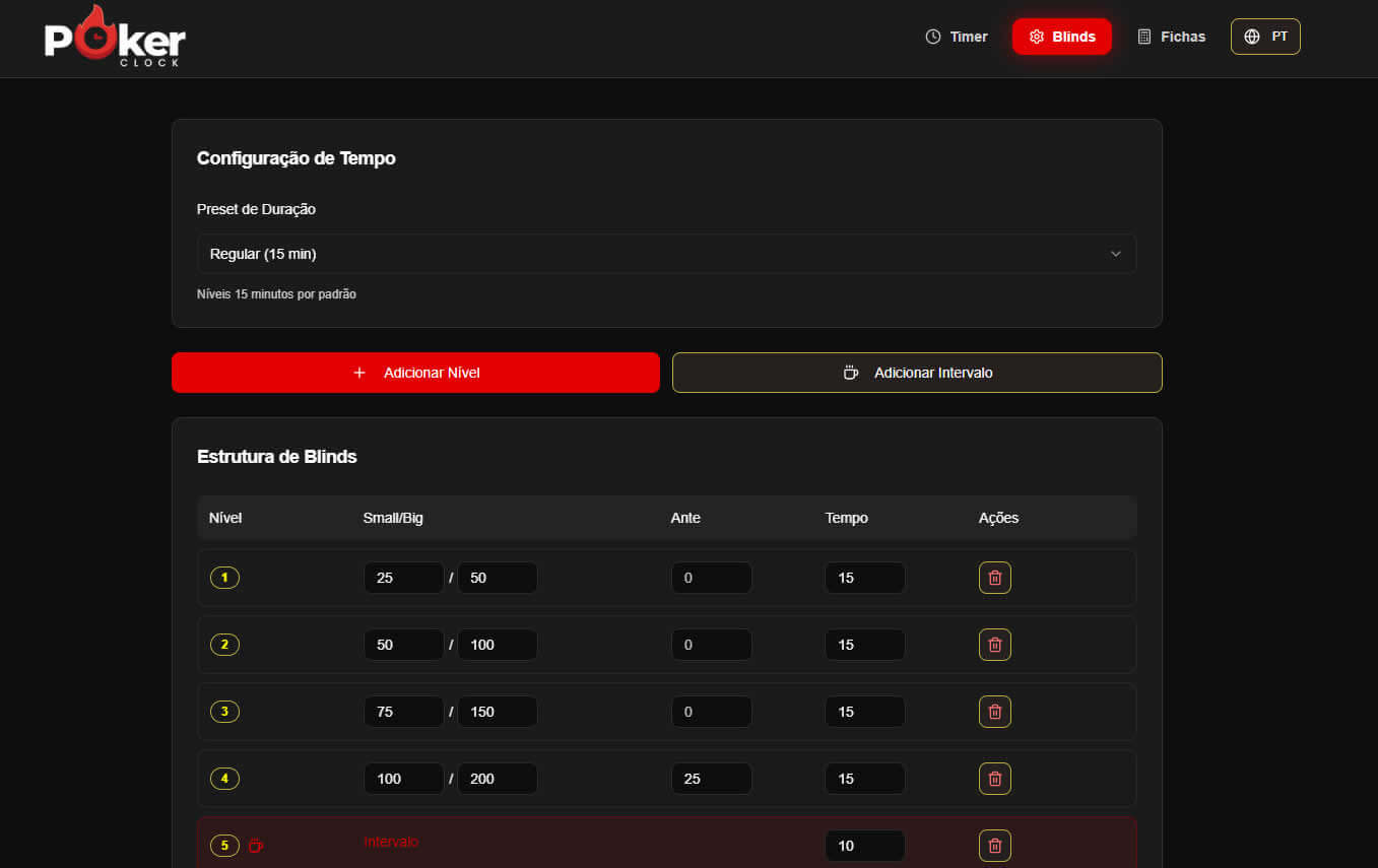 Poker Clock | Timer de Blinds com Divisão de Fichas Inteligente ...